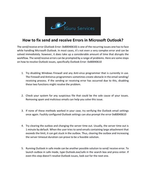 ppt how to fix send and receive errors in microsoft outlook