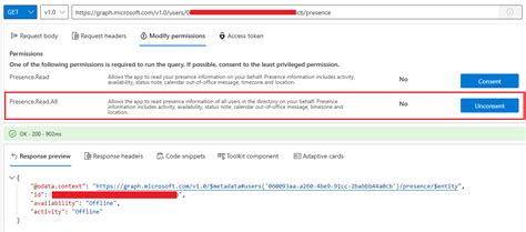 getting forbidden error while trying getpresencesbyuserid graph api