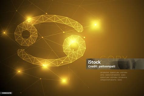 암 조디악 로그인 와이어 프레임 다각형 프레임 구조 포춘 텔러 컨셉 디자인 그림 복사 공간 벡터 Eps 10 골드 그라데이션 배경에 고립 금 금속에 대한 스톡 벡터 아트 및