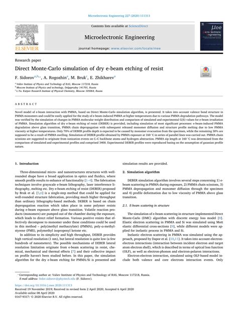 Pdf E Beam Lithography Simulation Techniques