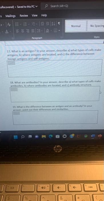 Solved 17 What Is An Antigen In Your Answer Describe Al Chegg