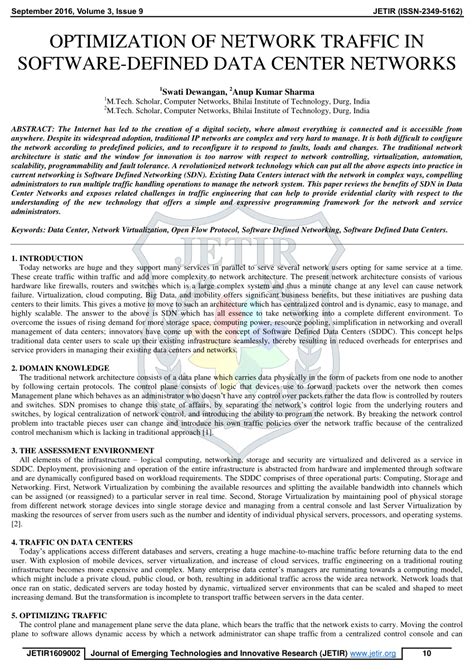 Pdf Optimization Of Network Traffic In Software Defined Data Center Networks