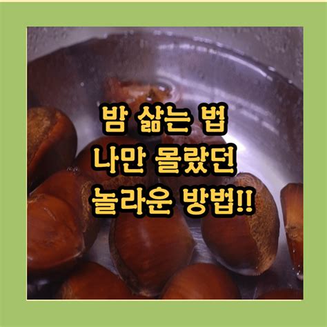 밤 삶는 법 나만 몰랐던 놀라운 방법