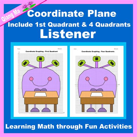 Back To School Monster Coordinate Plane Graphing Picture Listener