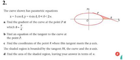 Solved The Curve Shown Has Parametric Equations X5cos θ Y4sin θ 0≤ θ