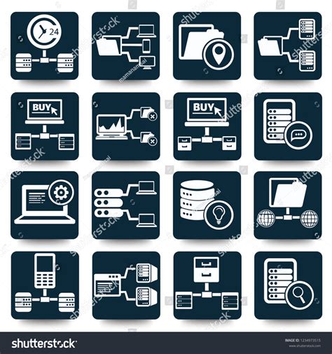 Network Database Vector Icon Set Stock Vector Royalty Free