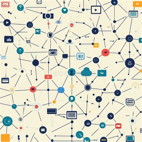 Network Of Technology Icons With Connected Digital Communication Nodes Stock Image Image Of
