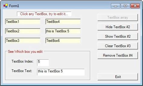 Textbox Array Using C