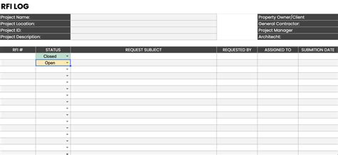 Rfi Tracker Template