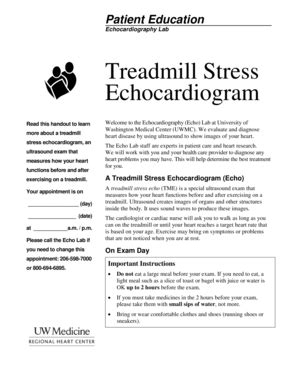 Fillable Online Treadmill Stress Echocardiogram UW Medicine Fax Email Print PdfFiller