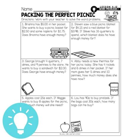 Lucky To Learn Math Two Step Addition Money Word Problems Lesson 412 Mini Lesson