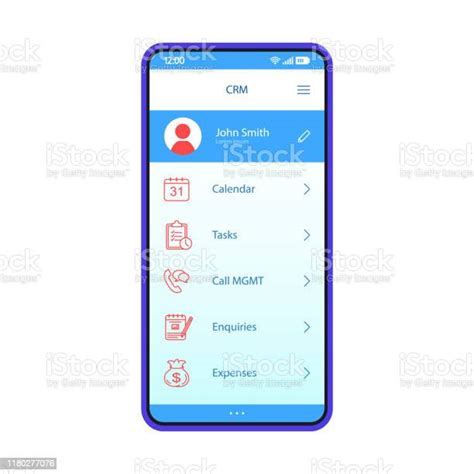 Crm 앱 스마트폰 인터페이스 벡터 템플릿 Gui 위젯에 대한 스톡 벡터 아트 및 기타 이미지 Gui 위젯 개념 경영자 Istock