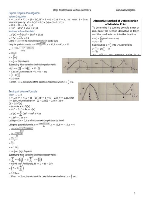 Calculus Cake Tin Mathematical Methods Year 11 Sace Thinkswap