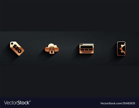 Set Seo Optimization Cloud Computing Lock Ui Vector Image