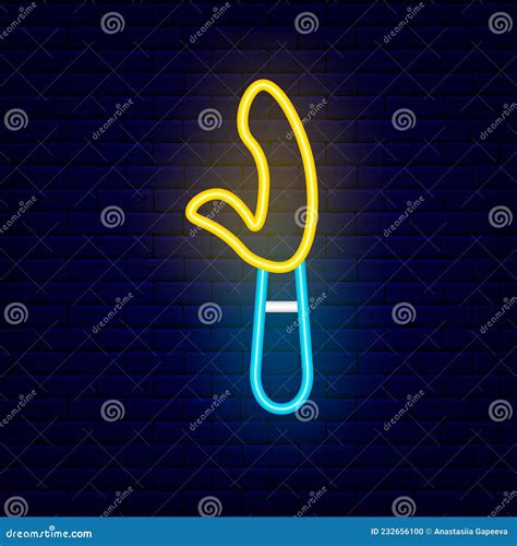 Penis Simulator Neon Icon Adult Toy In Sex Shop Night Bright