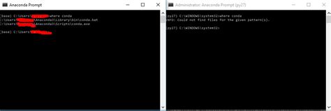 python anaconda prompt py27 can t find where conda is located