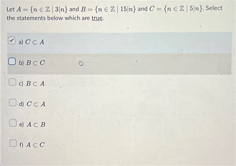 solved let a {ninz 3 n} ﻿and b {ninz 15 n} ﻿and