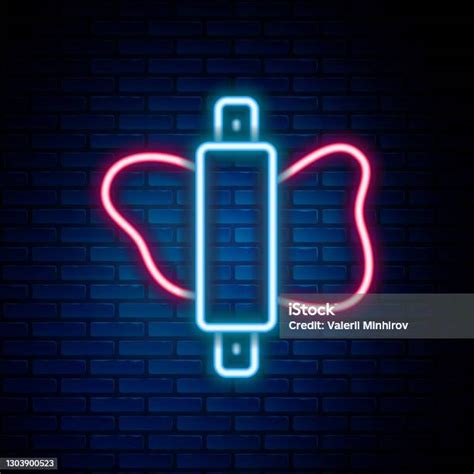 發光霓虹燈線滾動針麵條圖示孤立在磚牆背景五顏六色的輪廓概念向量向量圖形及更多一個物體圖片 一個物體 住宅建築 傳統 Istock