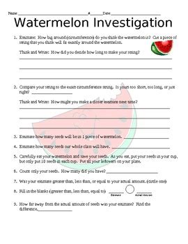 Math Watermelon Data Collection By Gretchen Tringali TpT