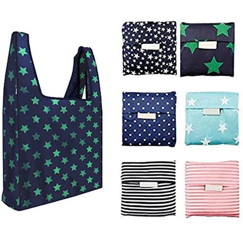6 Pack Reusable Shopping Grocery Bags Foldable Washable Grocery Tote