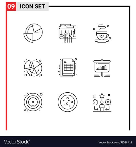 Mobile Interface Outline Set 9 Pictograms Vector Image