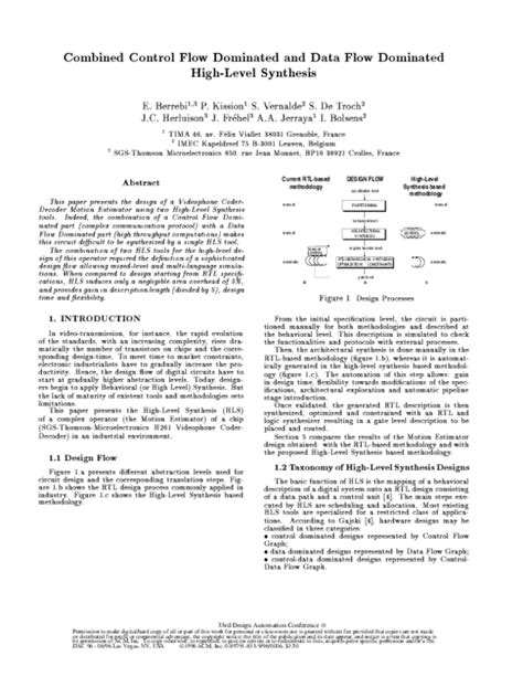Pdf Combined Control Flow Dominated And Data Flow Dominated High