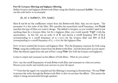 Solved Part Ii Lowpass Filtering And Highpass Filtering