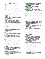 PHYSICS NOTES 1 Pdf PHYSICS QUIZ 1 1 V 2 The Atom Is Ordinarily Neutral True 3 V 4 V 5