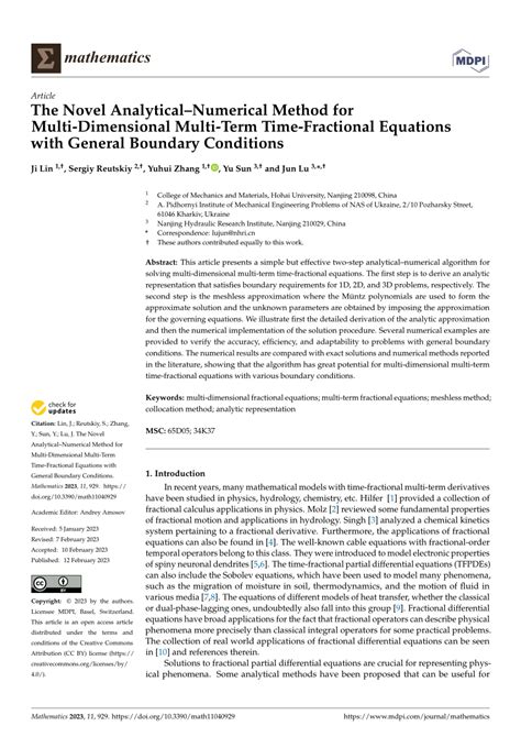 Pdf The Novel Analytical Numerical Method For Multi Dimensional Multi