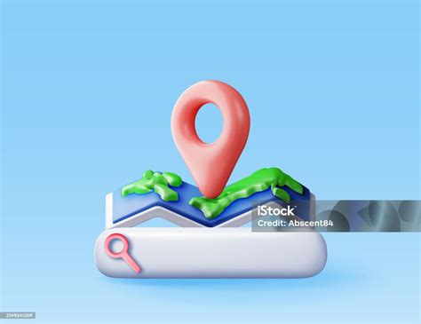 3d Location Folded Paper Map Search Bar And Pin Stock Illustration Download Image Now Aiming