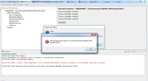 c28xx error connecting to the target error 1135 0x0 c2000