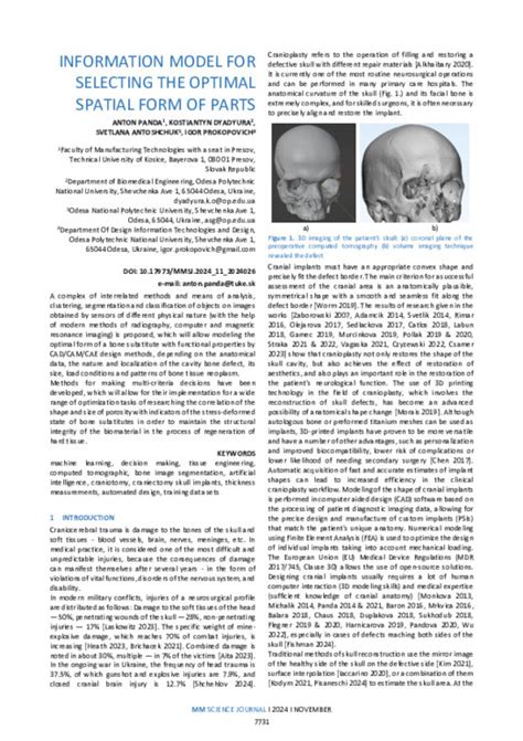 Information Model For Selecting The Optimal Spatial Form Of Parts Mm