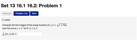 solved compute the line integral of the scalar function f x