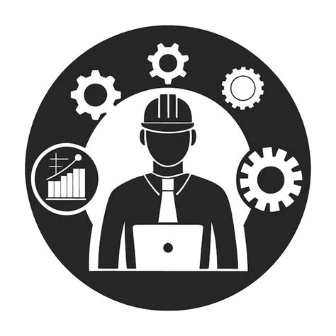 Premium Vector A Man Working At A Computer With Gears And Gears