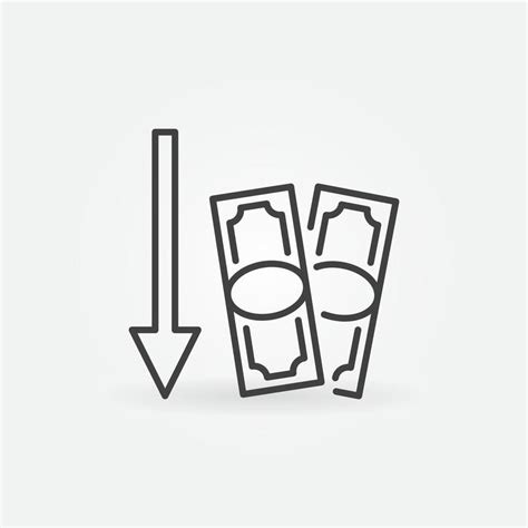 Money Value With Down Arrow Vector Devaluation Concept Thin Line Icon 19015614 Vector Art At