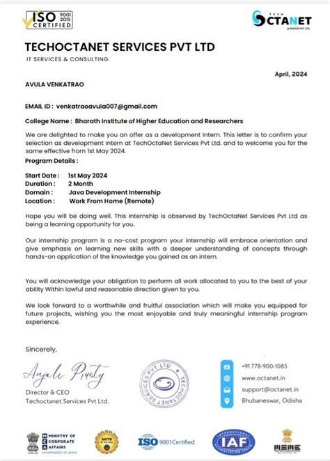 Octanet Java Internship Venkatrao Avula