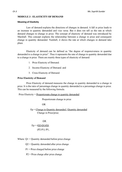 Elasticity Of Demand Price Income And Cross Elasticity Module 3