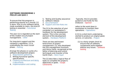 Software Engineering Prelim LAB QUIZ SOFTWARE ENGINEERING PRELIM LAB QUIZ To Ensure