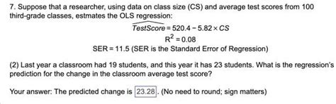 Solved Suppose That A Researcher Using Data On Class Chegg