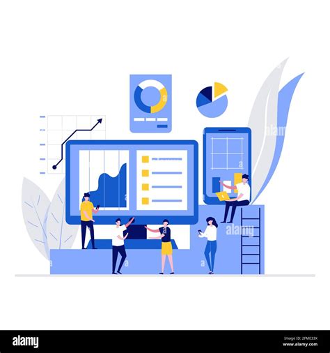 Data Analysis Vector Illustration Concept With Characters Modern Vector Illustration In Flat