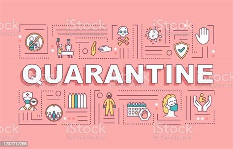 격리 단어 개념 배너 인플루엔자 바이러스 발생 클리닉의 의료 팀 분홍색 배경에 선형 아이콘이 있는 인포그래픽 격리 된 타이포그래피 벡터 윤곽rgb 색상 일러스트레이션 0명에