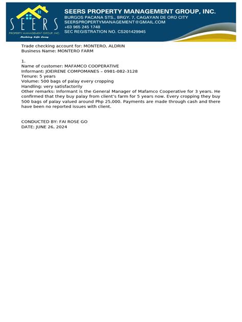 Trade Checking Format 2 Pdf