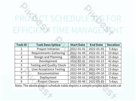 Optimize Time Management With Project Schedule Excel Spreadsheet Excel Template Free Download