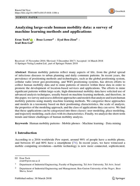 Analyzing Large Scale Human Mobility Dat Pdf Statistical