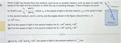 Solved When A Light Ray Travels From One Medium Such As Chegg Com