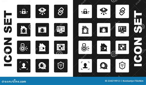 Set Chain Link System Bug House System Cyber Security Create Account Screen Eye Scan
