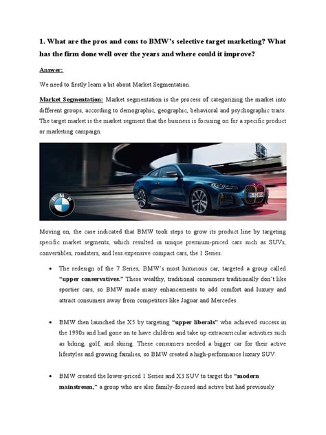 Bmw Case Study Solution Pdf Luxury Goods Market Segmentation