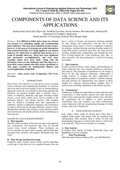 PDF COMPONENTS OF DATA SCIENCE AND ITS APPLICATIONS