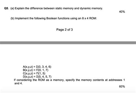 solved explain the difference between static memory and
