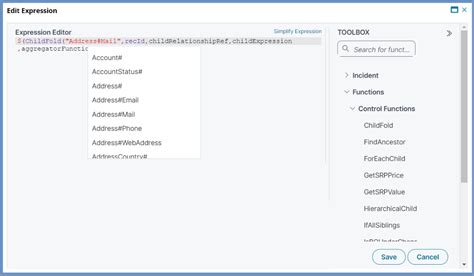 Using The Simplified Expression Editor